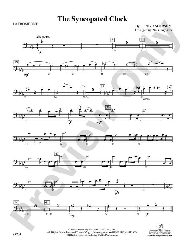 The Syncopated Clock: 1st Trombone: 1st Trombone Part - Digital Sheet ...