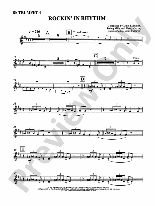 Rockin' in Rhythm: 4th B-flat Trumpet: 4th B-flat Trumpet Part ...
