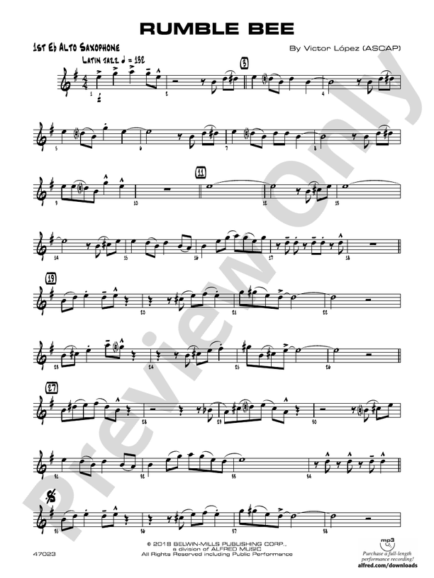 Rumble Bee: E-flat Alto Saxophone: E-flat Alto Saxophone Part - Digital ...