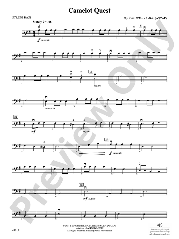 Camelot Quest: String Bass: String Bass Part - Digital Sheet Music Download Camelot Quest: String Bass: String Bass Part - Digital Sheet Music Download