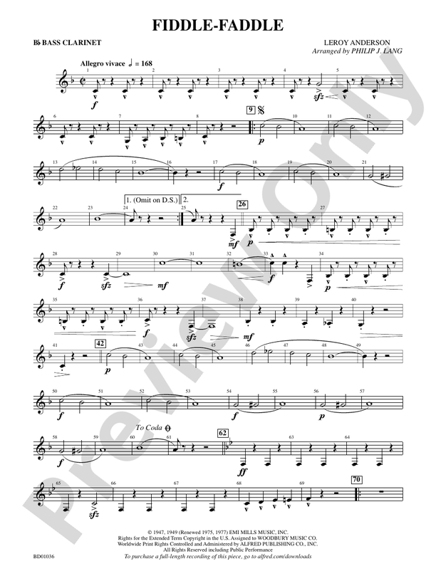 Fiddle-Faddle: B-flat Bass Clarinet: B-flat Bass Clarinet Part ...