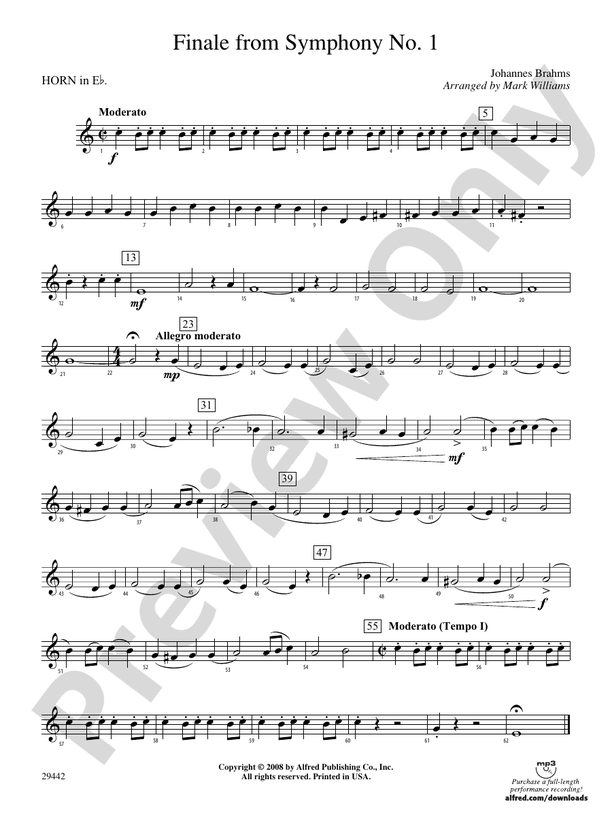 Finale from Brahms's Symphony No. 1: (wp) 1st Horn in E-flat: (wp) 1st Horn in E-flat World Part ...