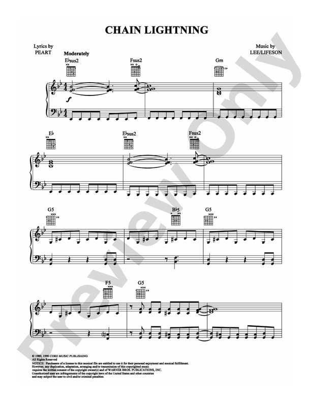 Chain Lightning: Piano/Vocal/Chords: Rush - Digital Sheet Music Download