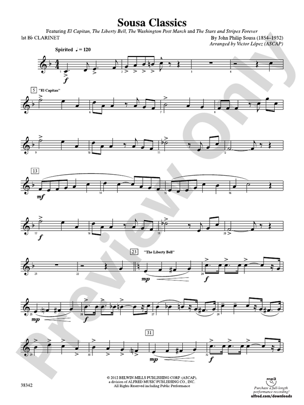 Sousa Classics: 1st B-flat Clarinet: 1st B-flat Clarinet Part - Digital ...