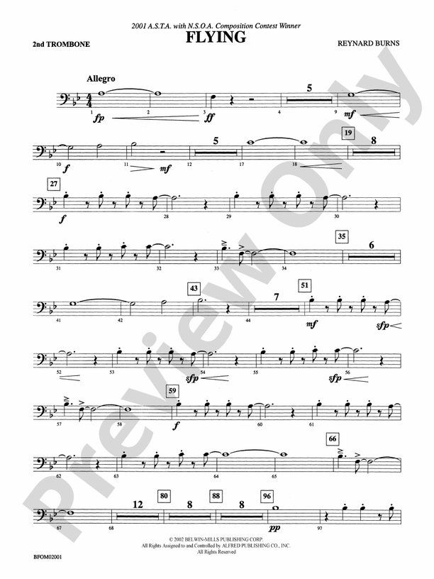 Flying: 2nd Trombone: 2nd Trombone Part - Digital Sheet Music Download