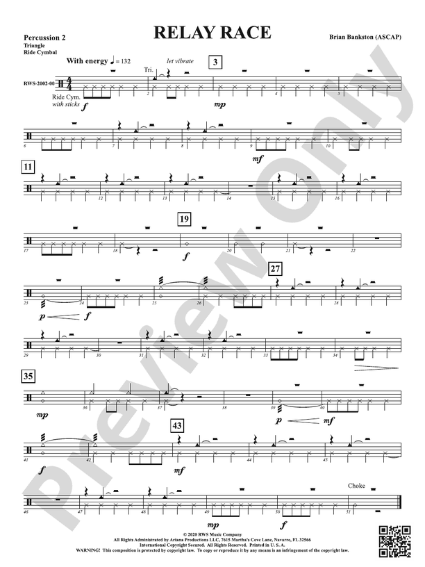 Relay Race: 2nd Percussion: 2nd Percussion Part: Brian Bankston ...