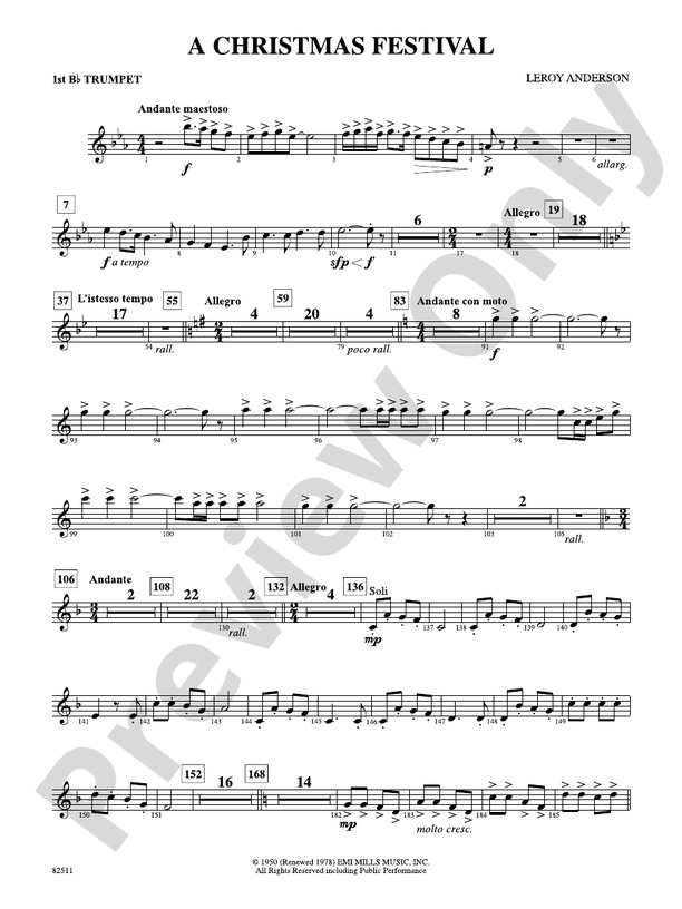 A Christmas Festival: 1st B-flat Trumpet: 1st B-flat Trumpet Part ...