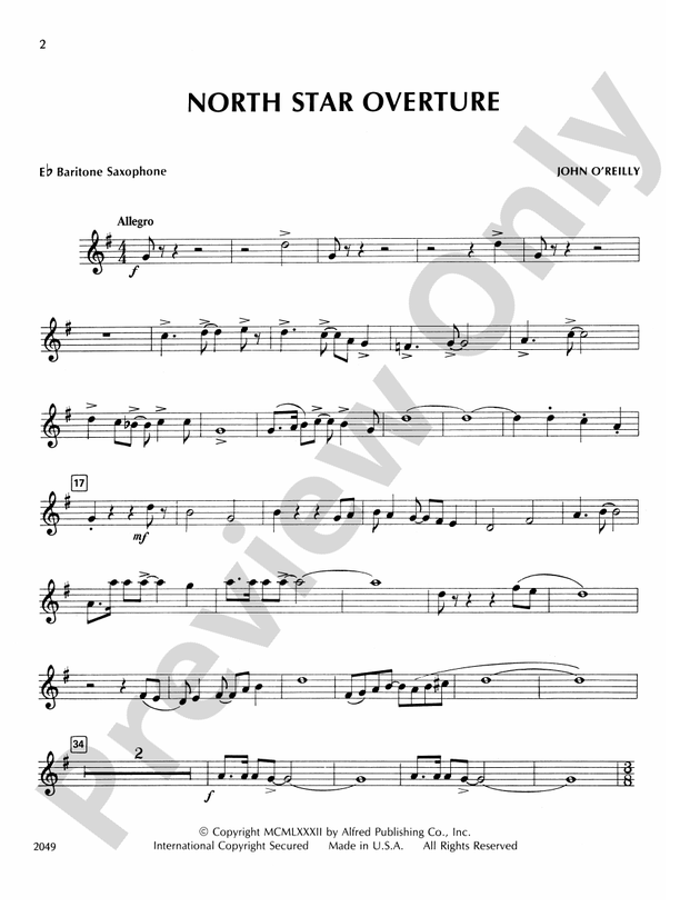North Star Overture: E-flat Baritone Saxophone: E-flat Baritone Saxophone Part - Digital Sheet ...