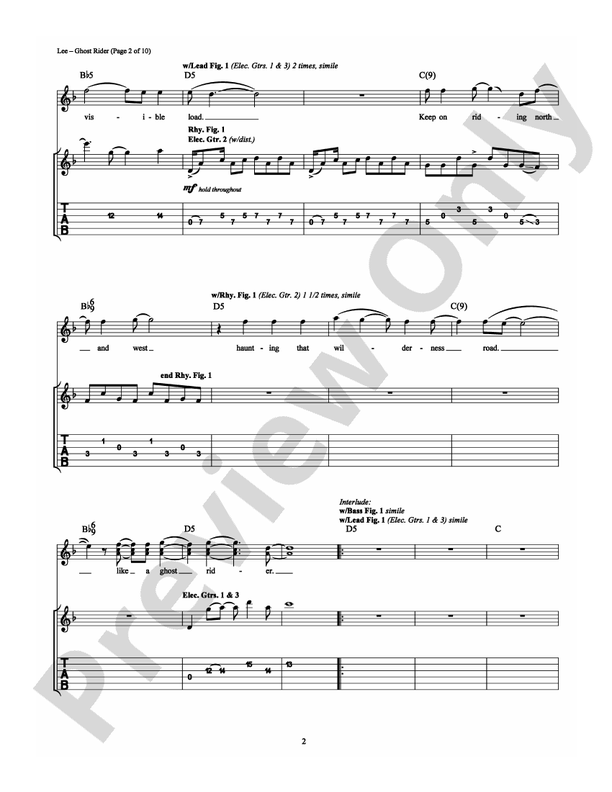 Ghost Rider: Guitar TAB: Rush - Digital Sheet Music Download