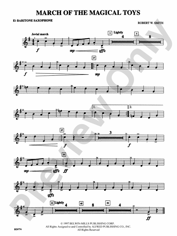 March of the Magical Toys: E-flat Baritone Saxophone: E-flat Baritone Saxophone Part - Digital ...