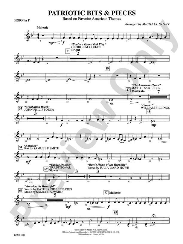 Patriotic Bits & Pieces (based on Favorite American Themes): 1st F Horn ...