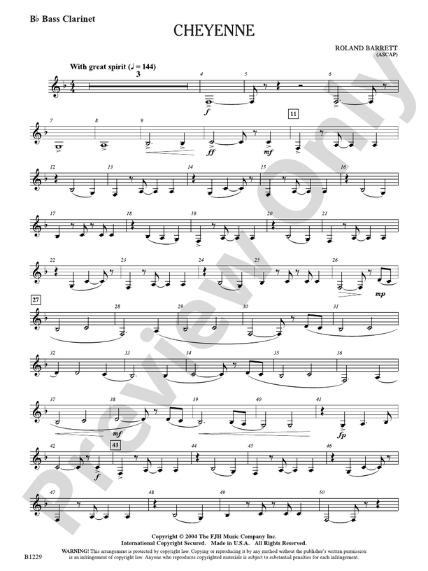 Cheyenne: B-flat Bass Clarinet: B-flat Bass Clarinet Part: Roland ...
