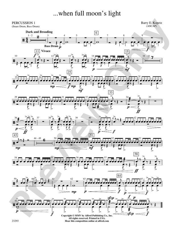 when full moon's light: 1st Percussion: 1st Percussion Part - Digital Sheet Music Download
