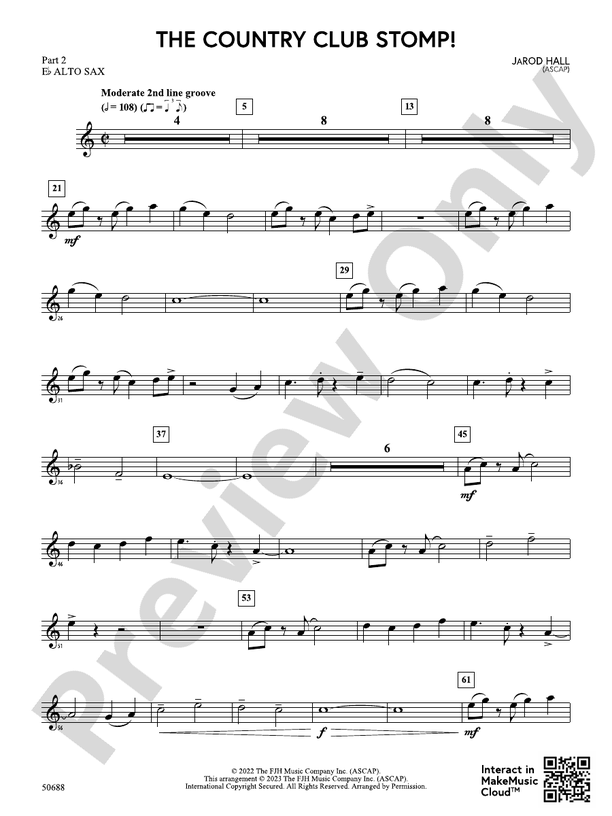The Country Club Stomp!: Part 2 - E-flat Alto Sax: Part 2 - E-flat Alto ...