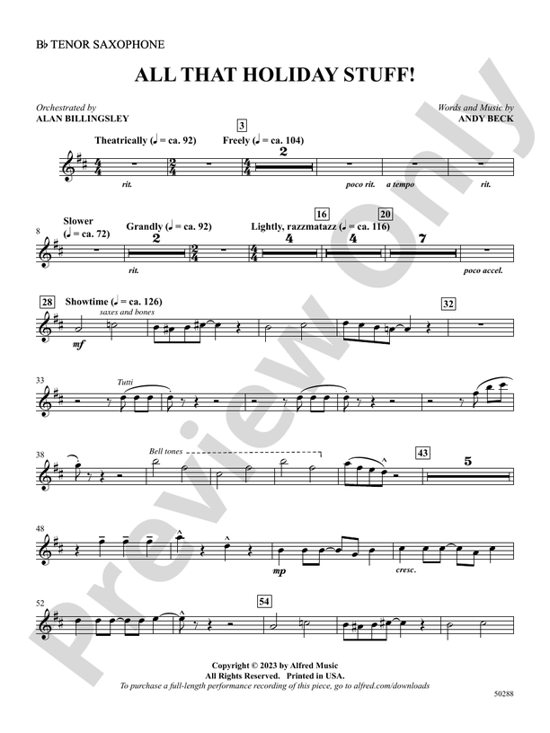 All That Holiday Stuff!: B-flat Tenor Saxophone: B-flat Tenor Saxophone Part - Digital Sheet ...