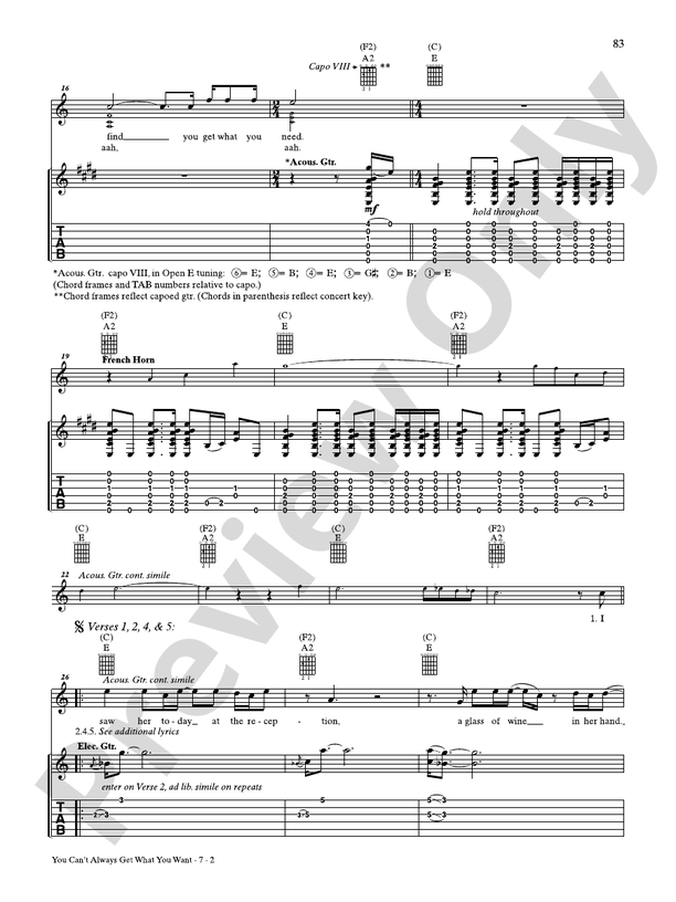 You Can't Always Get What You Want: Guitar: The Rolling Stones - Digital Sheet Music Download