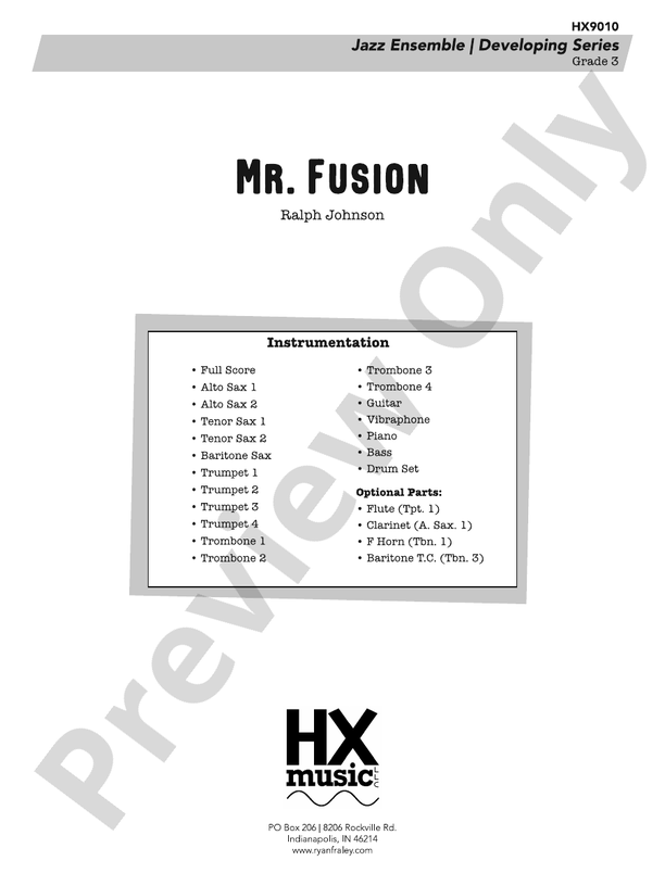 Mr. Fusion: Jazz Ensemble Conductor Score & Parts: Ralph Johnson ...