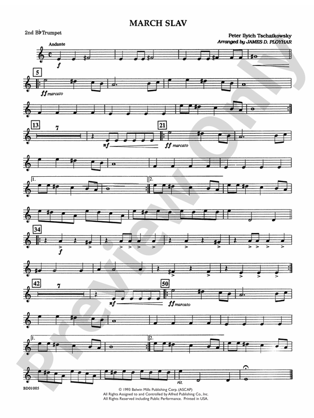 March Slav: 2nd B-flat Trumpet: 2nd B-flat Trumpet Part - Digital Sheet ...