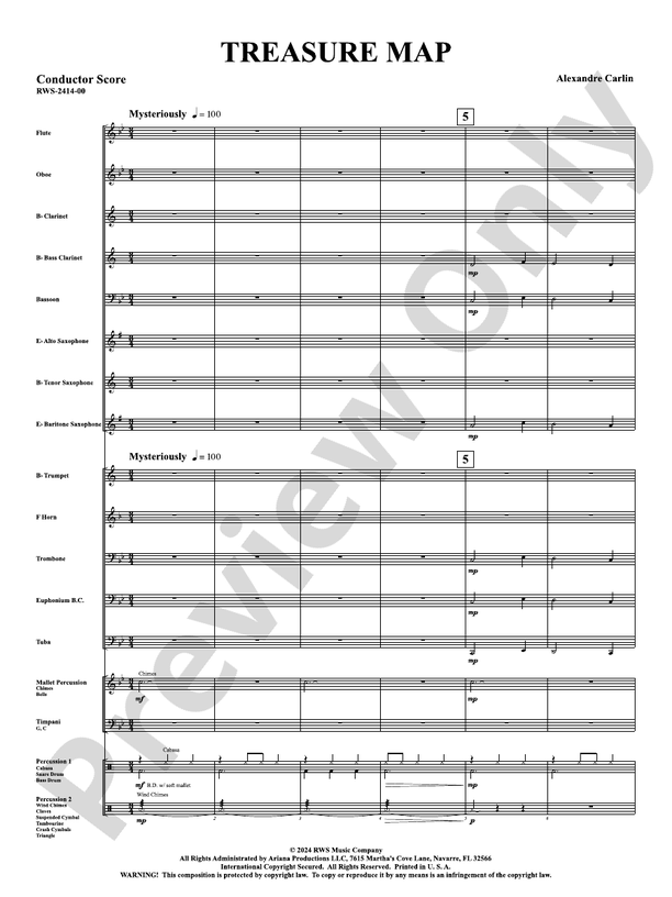 Treasure Map: Score: Concert Band Score: Alexandre Carlin - Digital ...