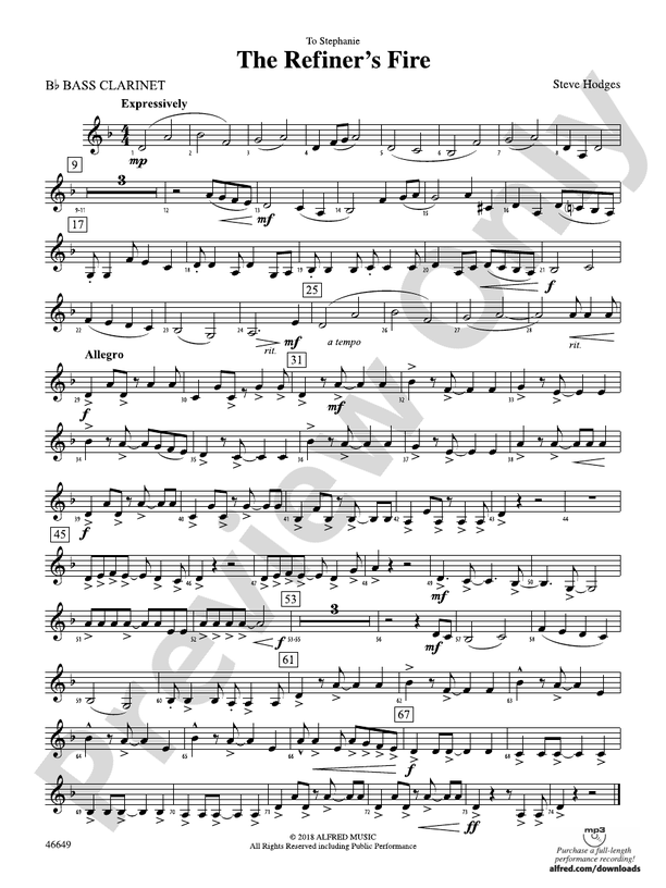 The Refiner's Fire: B-flat Bass Clarinet: B-flat Bass Clarinet Part ...