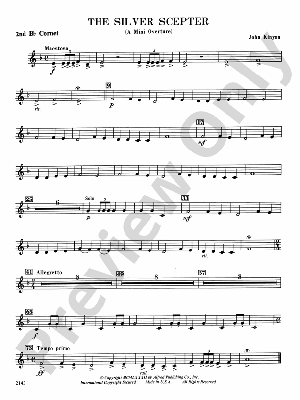 The Silver Scepter: 2nd B-flat Cornet: 2nd B-flat Cornet Part - Digital ...
