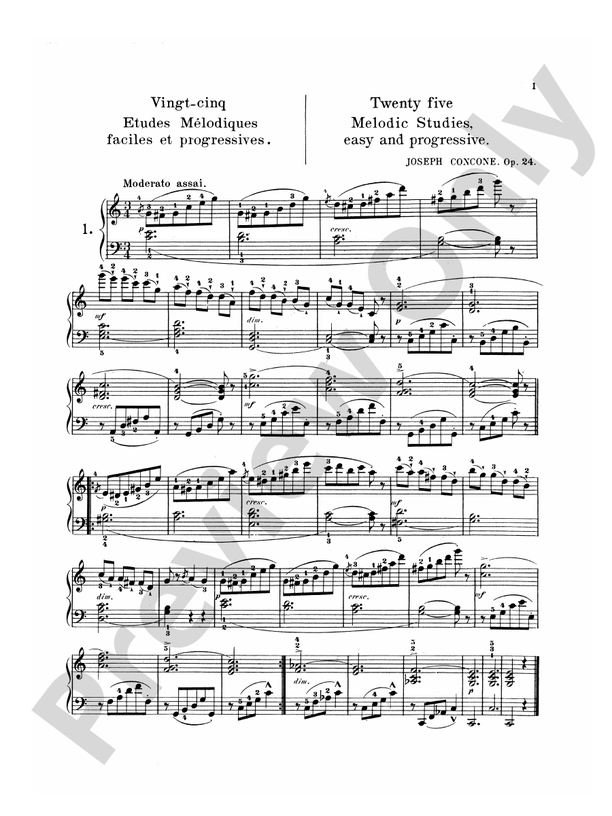 Concone: Twenty-five Melodious Studies, Op. 24: No. 1 Part - Digital ...