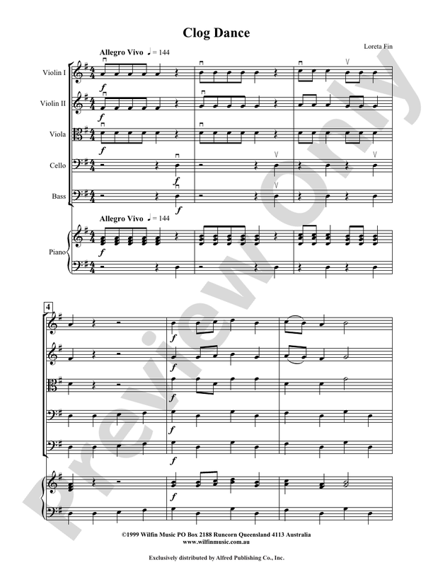 Clog Dance: String Orchestra Conductor Score & Parts: Loreta Fin ...