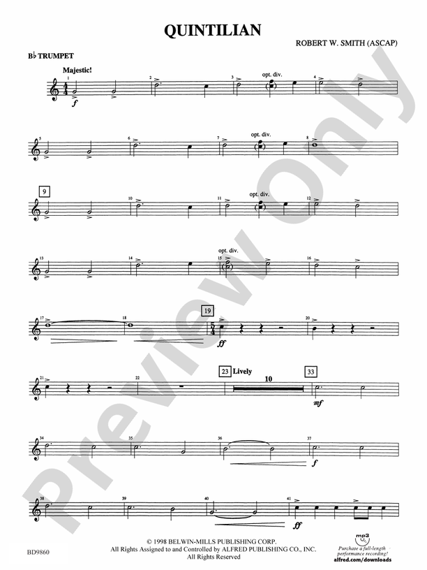 Quintilian: 1st B-flat Trumpet: 1st B-flat Trumpet Part - Digital Sheet ...