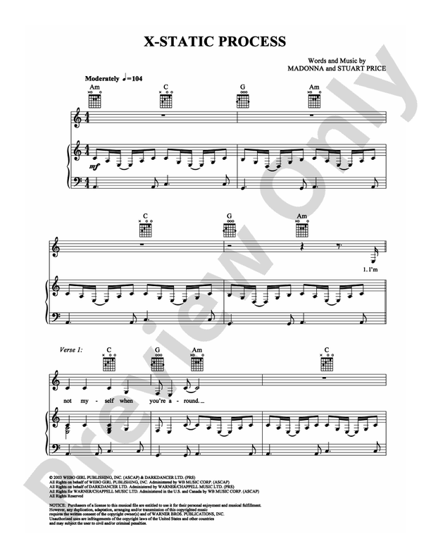 X-static Process: Piano/Vocal/Chords: Madonna - Digital Sheet Music Download