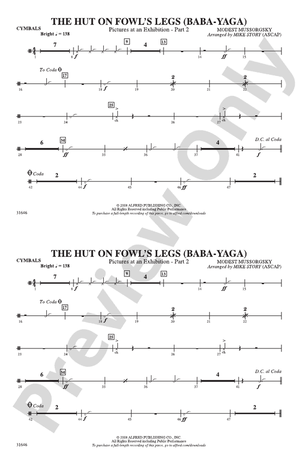 The Hut on Fowl's Legs: Cymbals: Cymbals Part - Digital Sheet Music ...