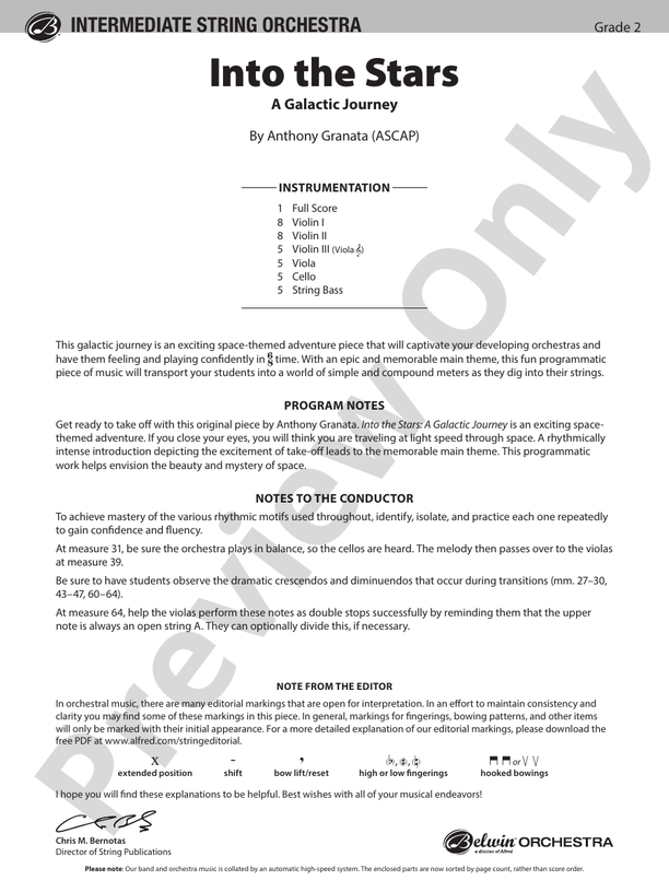 Into the Stars: String Orchestra Conductor Score & Parts: Anthony ...
