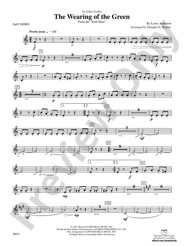 The Wearing of the Green (from the Irish Suite): 2nd F Horn: 2nd F Horn ...