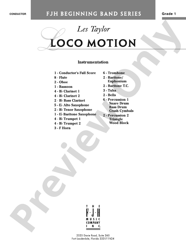 Loco Motion: Score: Concert Band Score: Les Taylor - Digital Sheet ...