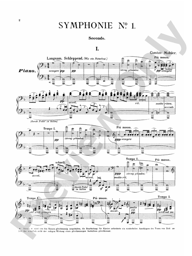 Mahler: Symphony No. 1, in D Major: I. Langsam Part - Digital Sheet Music Download