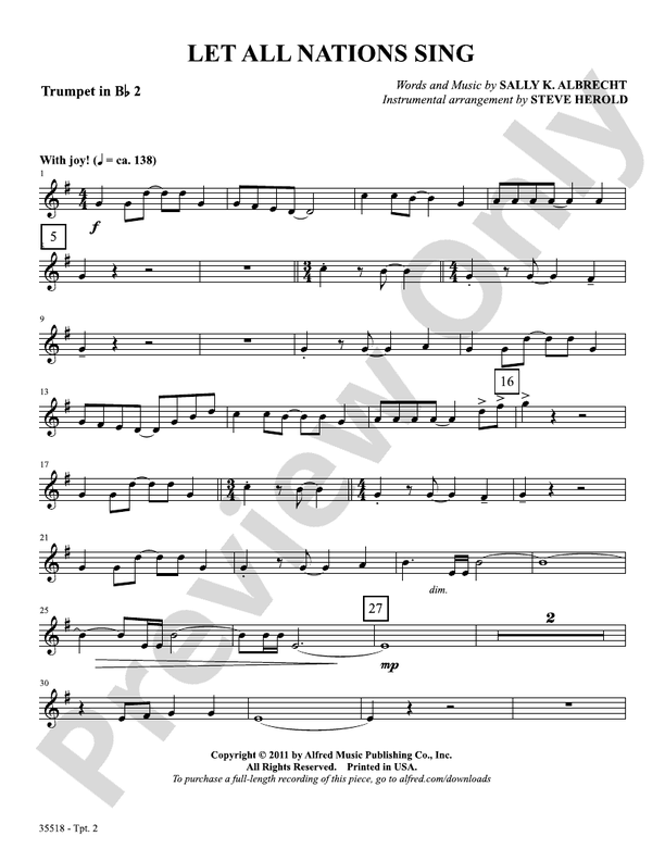 Let All Nations Sing: 2nd B-flat Trumpet: 2nd B-flat Trumpet Part - Digital Sheet Music Download