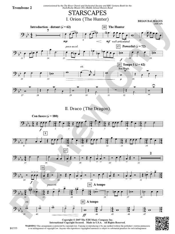 Starscapes: Trombone 2: Trombone 2 Part: Brian Balmages - Digital Sheet ...