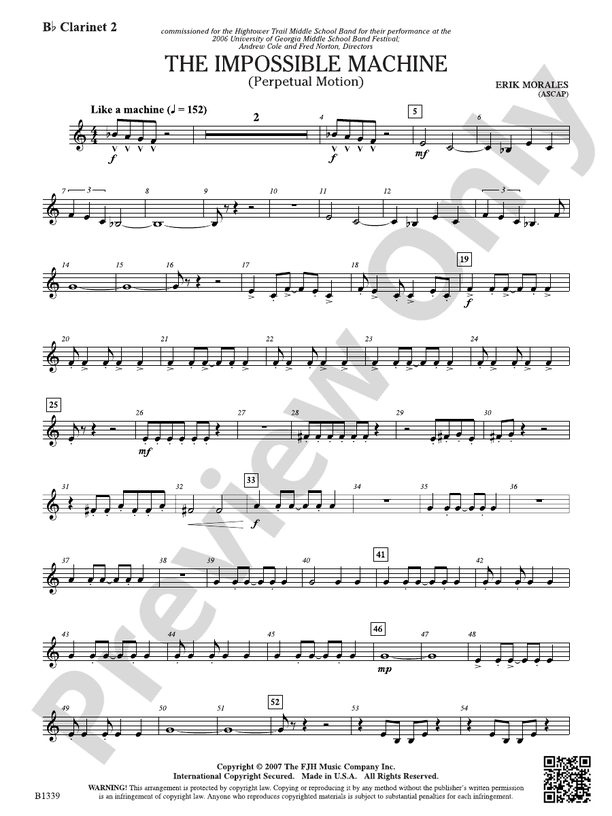 The Impossible Machine (Perpetual Motion): B-flat Clarinet 2: B-flat ...