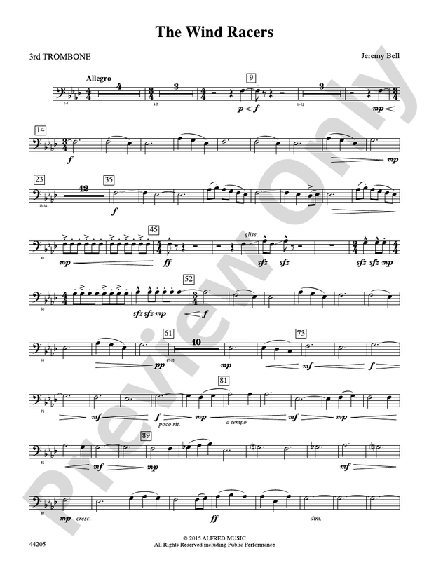 The Wind Racers: 3rd Trombone: 3rd Trombone Part - Digital Sheet Music ...