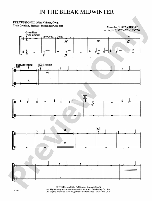 In the Bleak Midwinter: 2nd Percussion: 2nd Percussion Part - Digital ...
