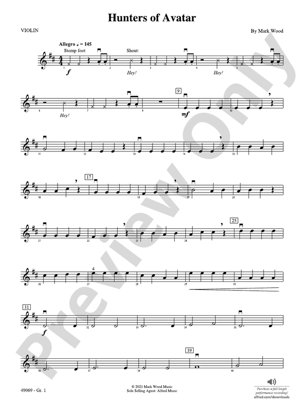Hunters of Avatar: Violin 1 - Grade 1: Violin 1 - Grade 1 Part ...