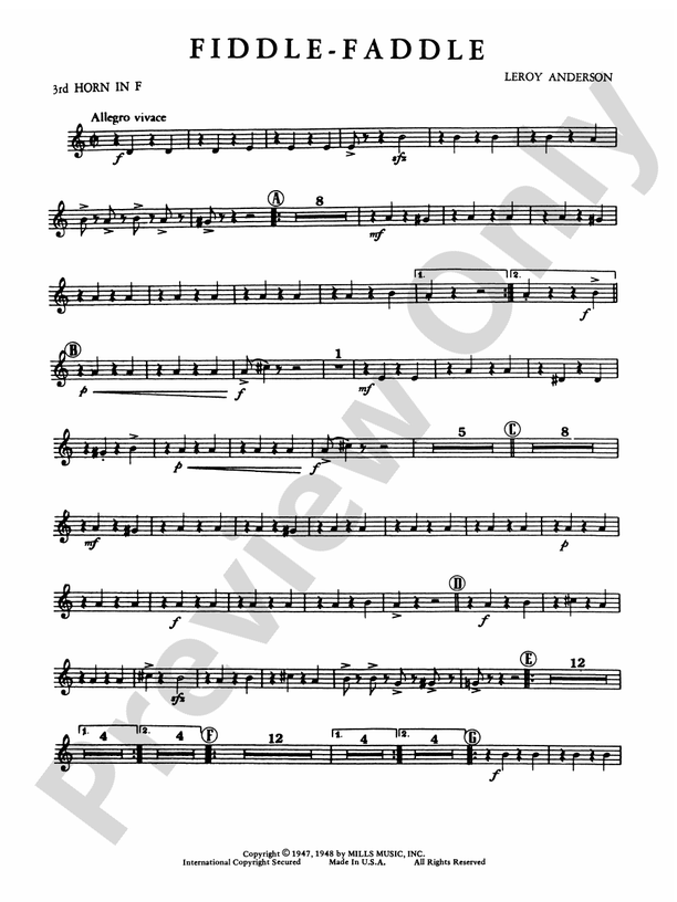 Fiddle-Faddle: 3rd F Horn: 3rd F Horn Part - Digital Sheet Music Download