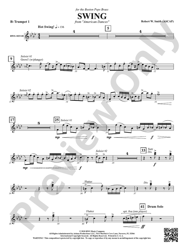 Swing - From American Dances: 1st B-flat Trumpet: 1st B-flat Trumpet ...