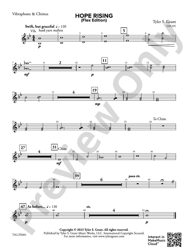 Hope Rising : Vibraphone: Vibraphone Part - Digital Sheet Music Download