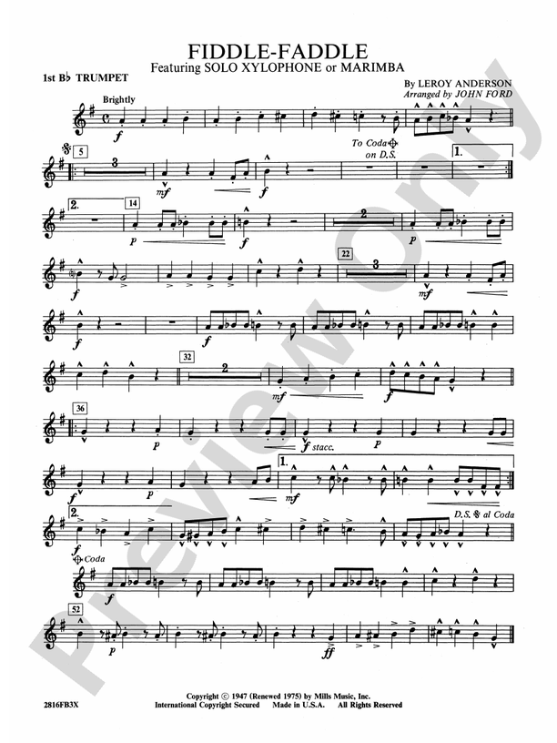 Fiddle-Faddle: 1st B-flat Trumpet: 1st B-flat Trumpet Part - Digital ...