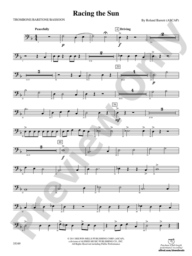 Racing the Sun: 1st Trombone: 1st Trombone Part - Digital Sheet Music ...
