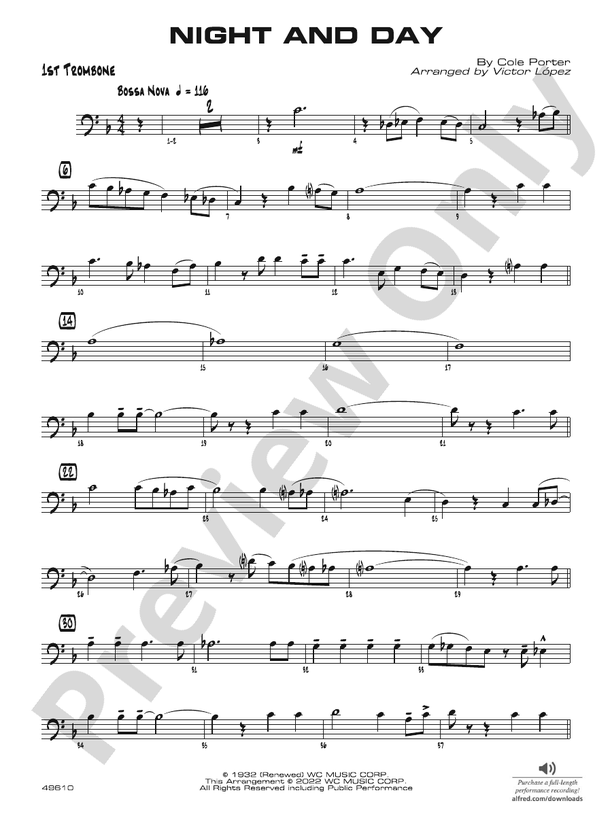 Night and Day: 1st Trombone: 1st Trombone Part - Digital Sheet Music ...