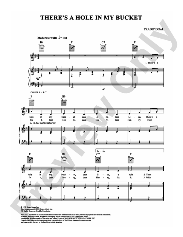 There's a Hole in My Bucket: Piano/Vocal/Chords: Traditional - Digital ...
