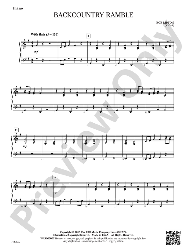 Backcountry Ramble: Piano: Piano Part: Bob Lipton - Digital Sheet Music ...