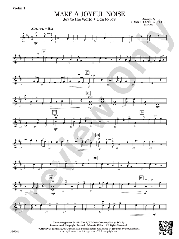 Make a Joyful Noise: Violin 1: Violin 1 Part - Digital Sheet Music Download