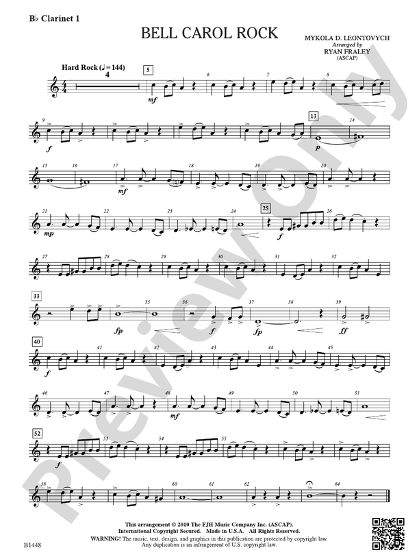 Bell Carol Rock: B-flat Clarinet 1: B-flat Clarinet 1 Part: Mykola ...